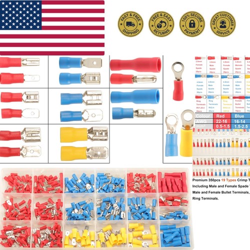 Quick Connection 350-Piece Crimp Connectors Set with Color-Coded ...