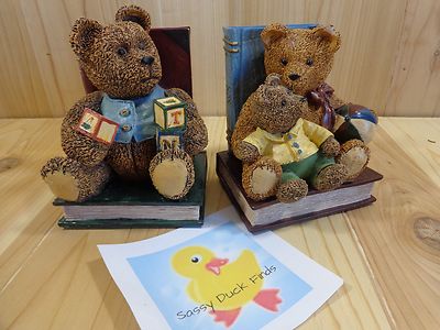 Teddy Bear Bookends 2 Pieces Mom Dad Child Ball Blocks 1996 FIGI ...