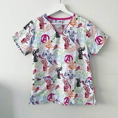 Marvel Avengers Nursing Scrub Top Size XS Medical Uniform Fun Scrubs ...