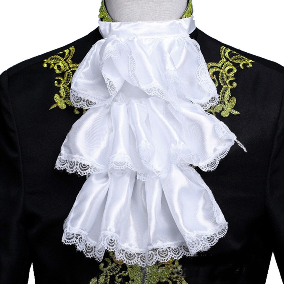 Vintage Victorian Detachable Lace Jabot Cuffs Set Neck Collar Ruffle ...