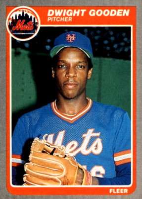1985 Fleer #82 Dwight Gooden RC OFF CENTER CREASED BAD CORNER New York ...