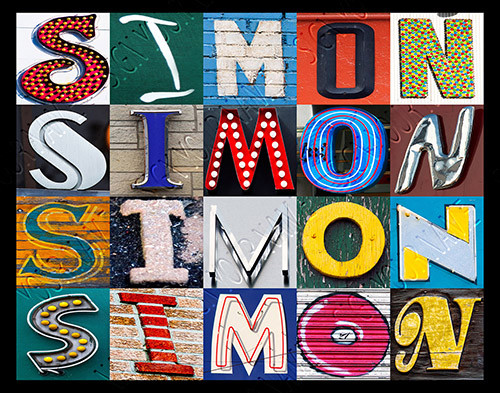 SIMON Name Poster featuring photos of actual sign letters | eBay