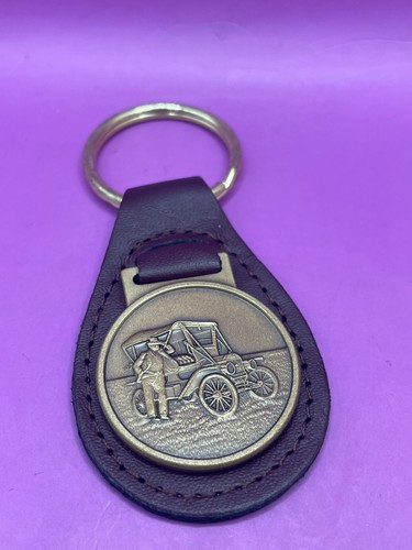 1990's State Farm Leather & Brass 3.5" Keychain-G.J. Mecherle, Ford ...