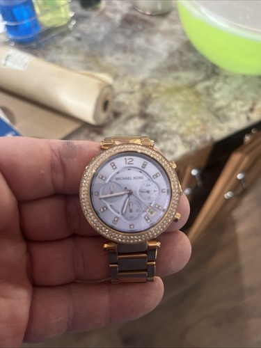 Michael Kors MK6169 Parker Purple Dial Chronograph Rose Gold-Tone Women ...