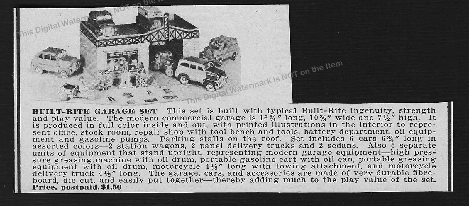 1947 Ad * Built-Rite Garage Set Toy Gasoline Pumps Cars Panel Trucks ...