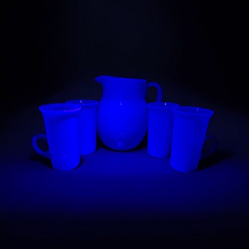RARE Antique 1920s Fry Foval Opalescent Lemonade Set-Cobalt Blue-Art ...