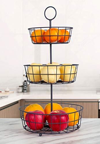 3-Tier Wire Fruit Basket Bowl Detachable Vegetable Bread Basket Display ...