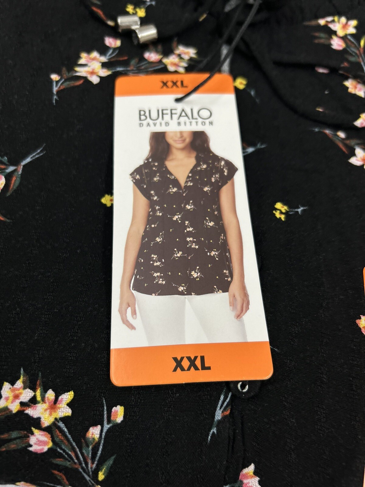 Buffalo Ladie's David Bitton Flutter Sleeve Floral Top, Black Ditsy ...