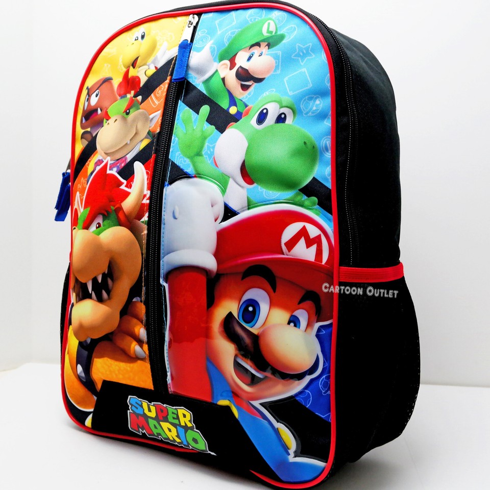Super Mario Boy School Backpack 16" Book Bag Luigi Toad Bowser | eBay