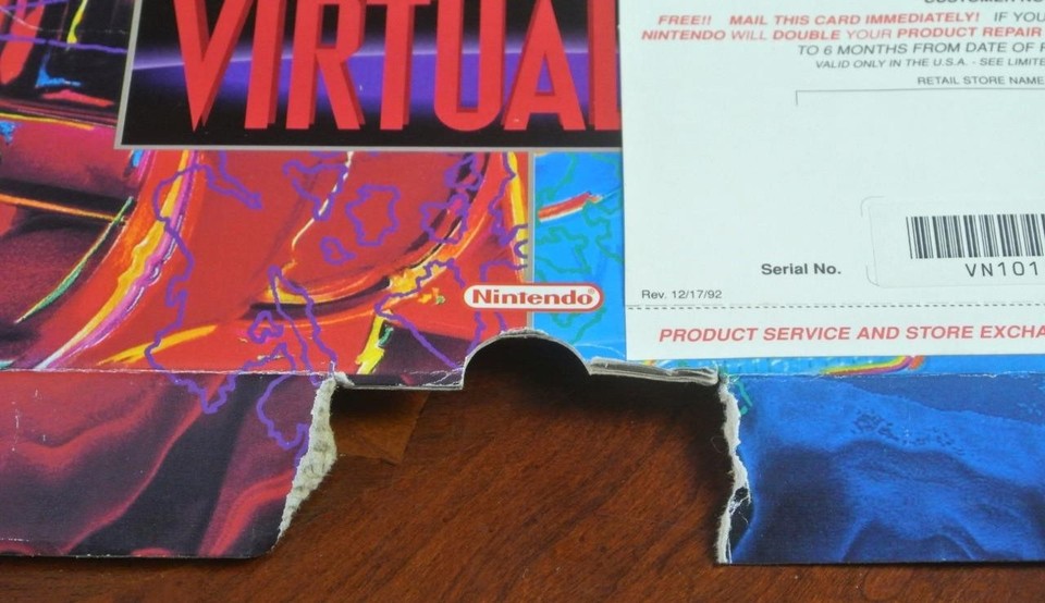 RARE NEW Nintendo 3D Virtual Boy VB Game System WARRANTY CARD Matching ...