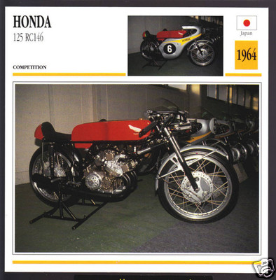 1964 Honda 125 RC146 134cc Japan Race Motorcycle Photo Spec Sheet Info ...