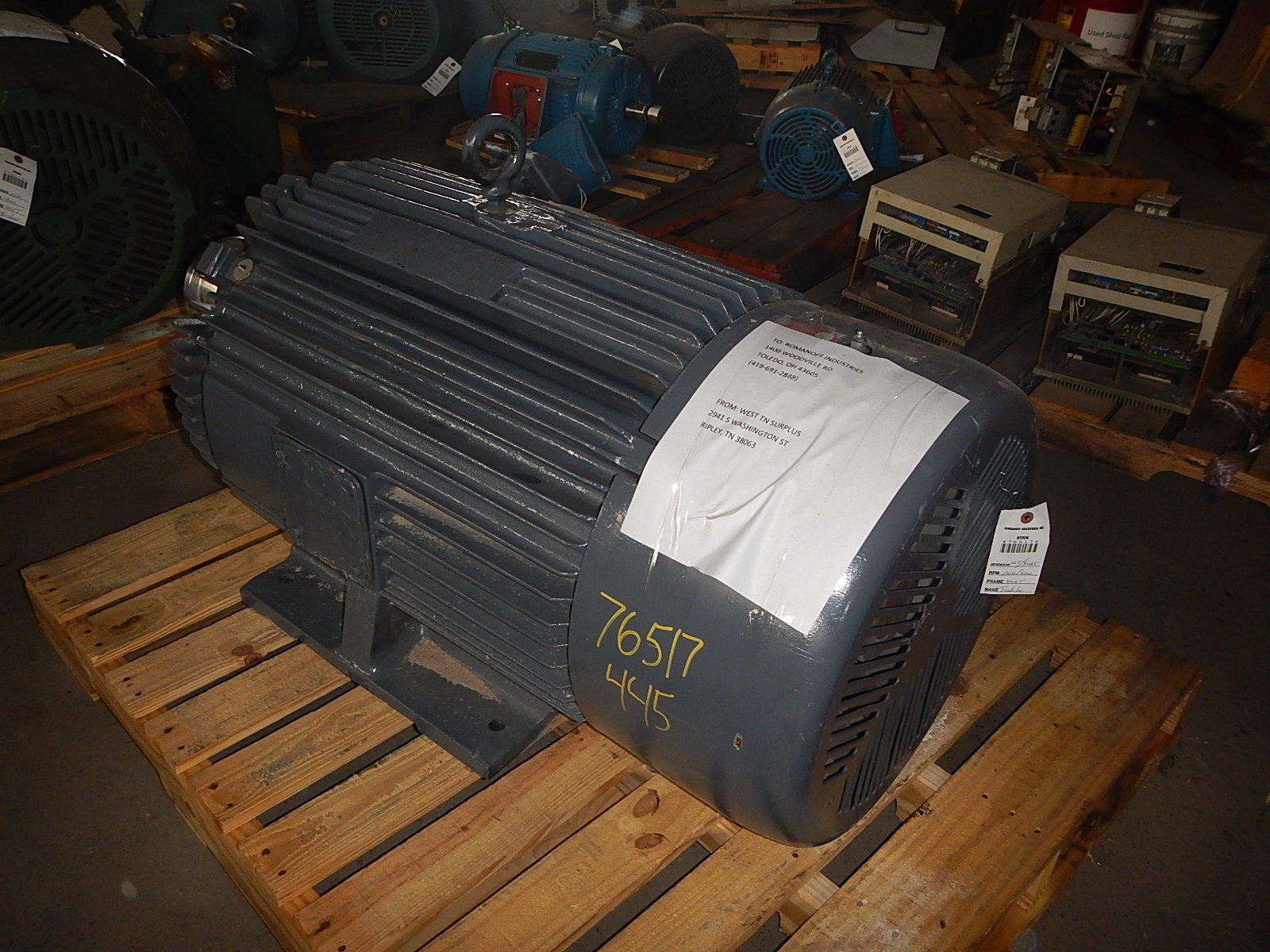 125/31.25 HP Toshiba Electric Motor, 1800/900 RPM, 445T Frame, TEFC ...
