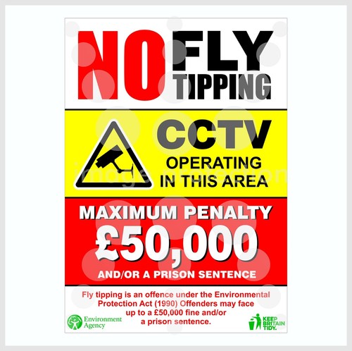 NO FLY TIPPING DUMPING CCTV Operating Area Plastic Metal Sticker Sign ...