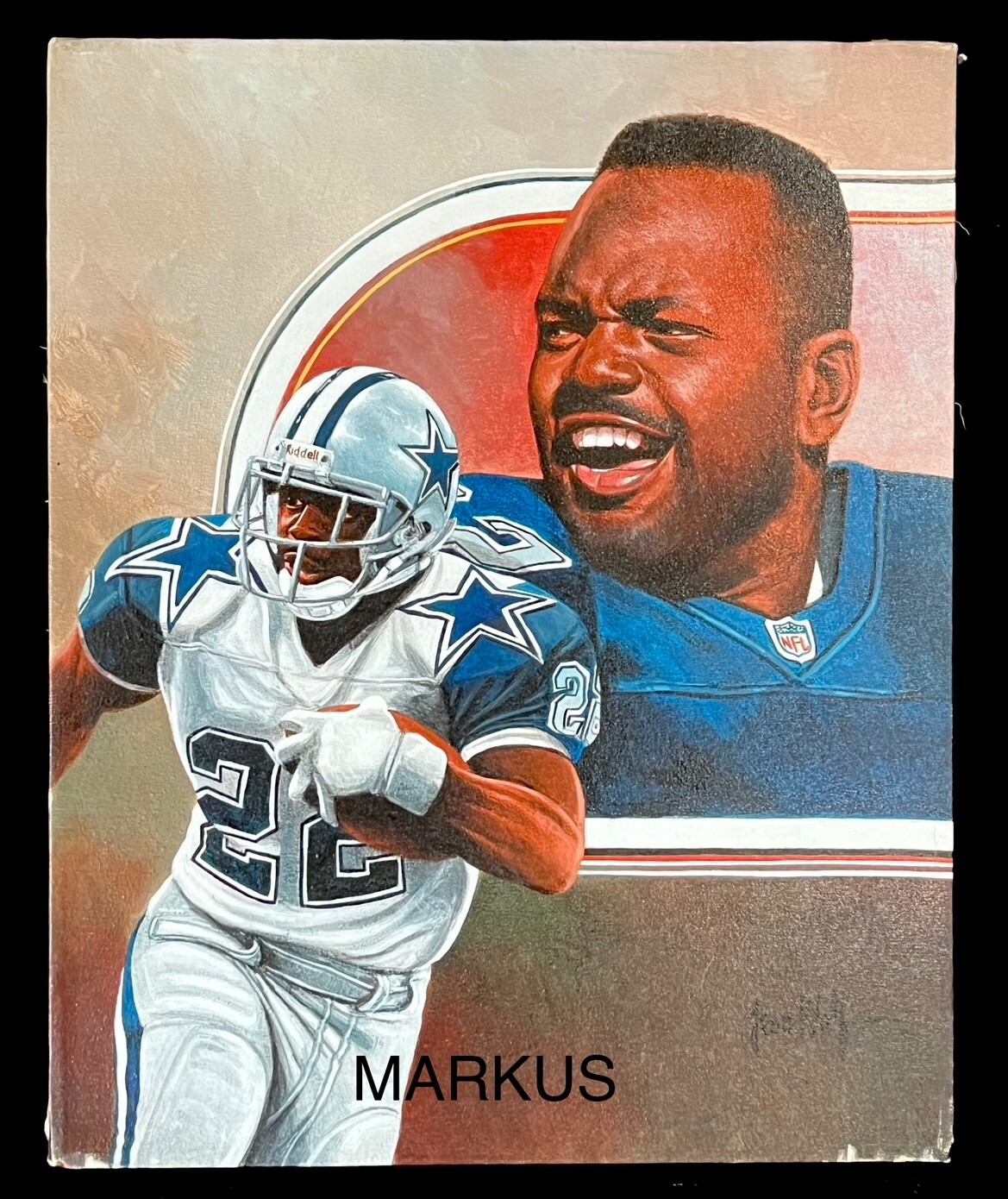 DALLAS COWBOYS EMMIT SMITH ONE-OF-A-KIND 16X20 ARTWORK BY ARTIST LEON ...
