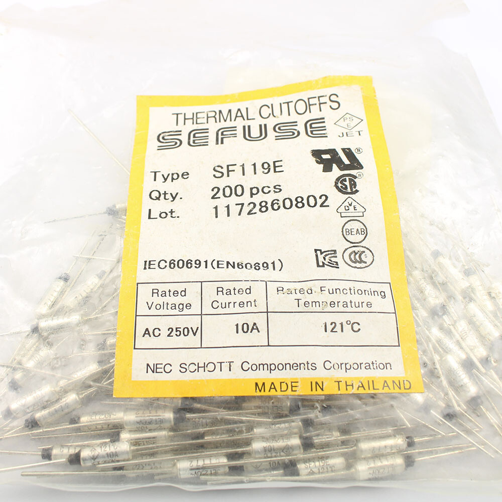 5 Pcs SF119E SEFUSE Cutoffs NEC Thermal Fuse 121°c 121 Degree 10a 250v ...