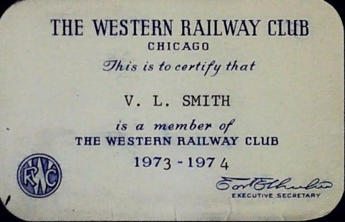 Western Railway Club Chicago Membership Card Railroad Train Pass Badge ...