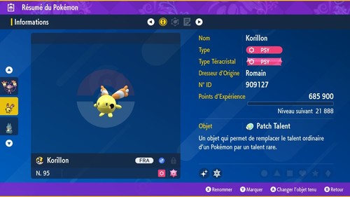 KORILLON SHINY ou NON 6IV FULL LEGIT + OBJET - POKEMON VIOLET /ECARLATE ...
