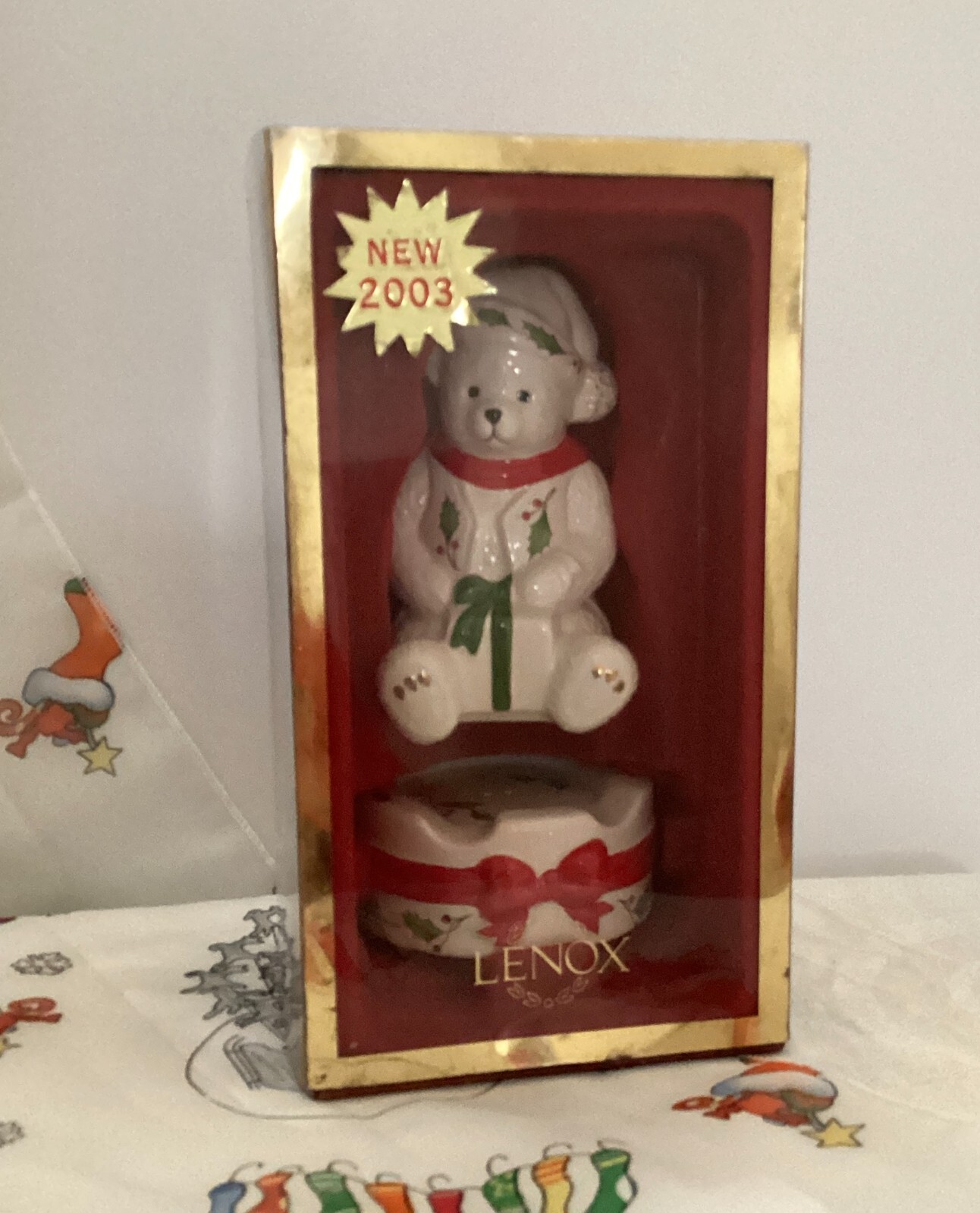 Lenox 2003 Holiday Teddy with Package Stackable Salt and Pepper Shakers ...