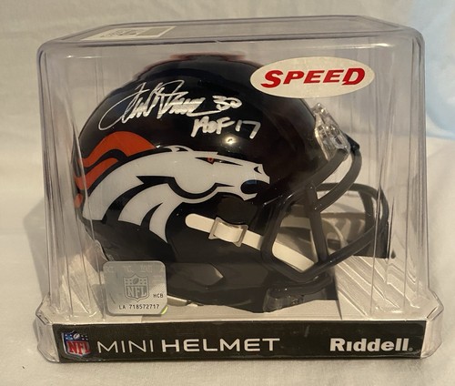 Denver Broncos Terrell Davis "HOF 17" Signed Navy Speed Mini Helmet ...
