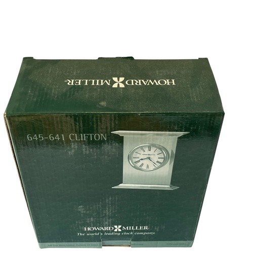 Howard Miller Clifton 645-641 Desk Clock New in Box Brushed Aluminum ...