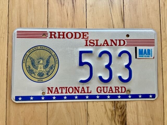 Rhode Island License Plates RHODE ISLAND NATIONAL GUARD MILITARY