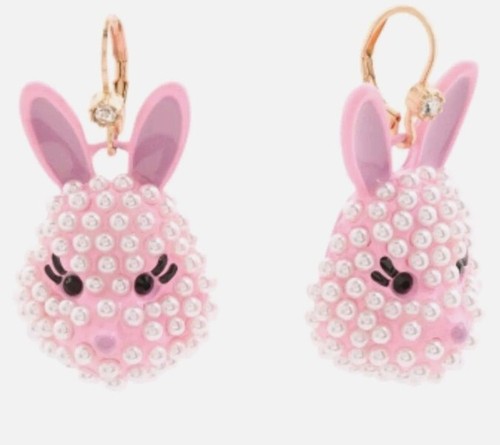 NWT Betsey Johnson Easter Bunny Earrings Pink with Pearls | eBay
