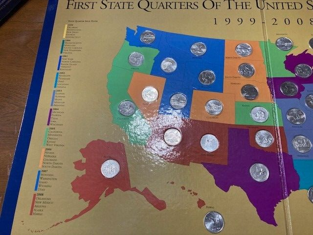 First State Quarters of the United States Collectors Map 1999-2008 ...