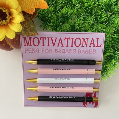 Push Type Motivational Badass Pen Plastic Signature Pens Neutral Pens ...