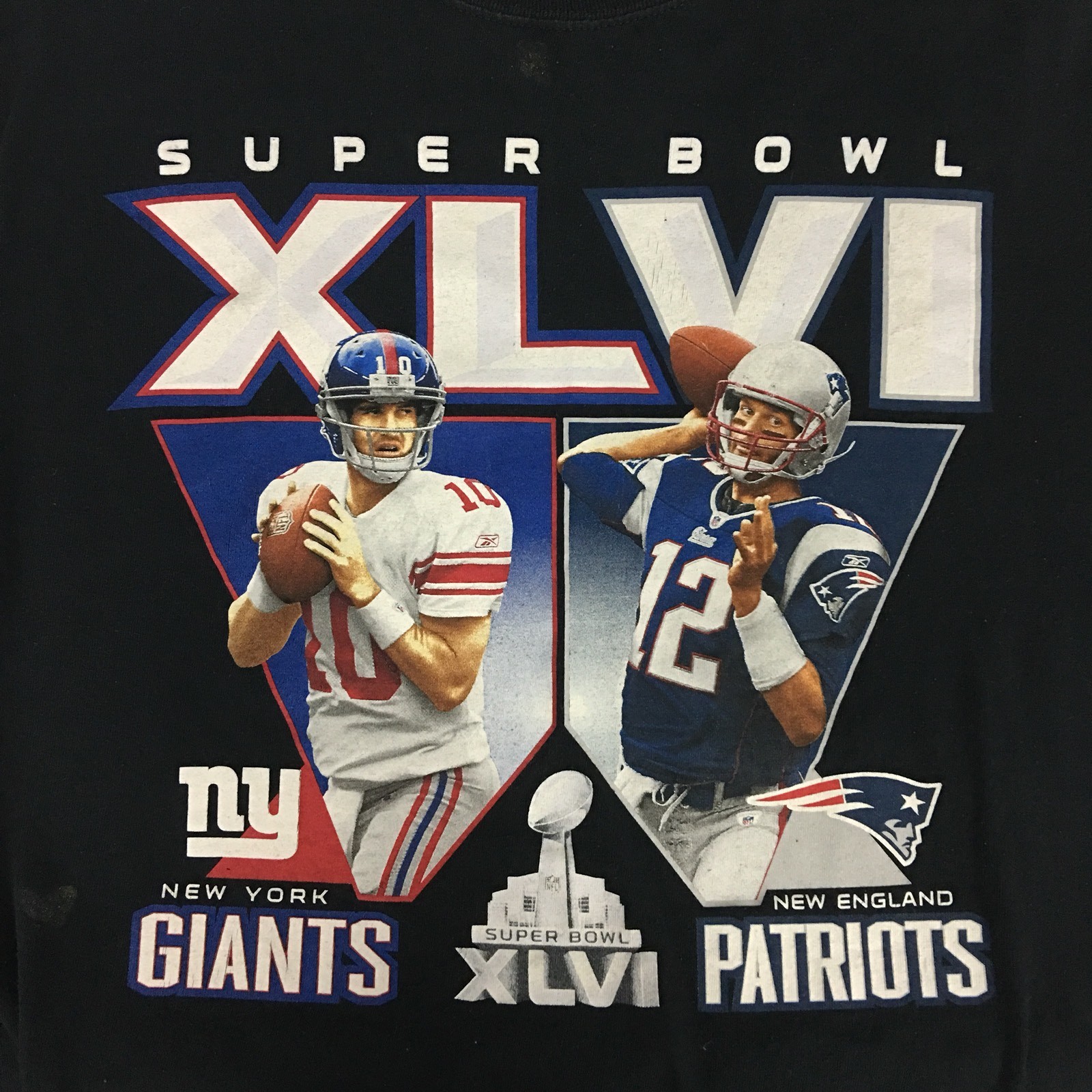 Men’s Super Bowl 46 NY Giants NE Patriots Eli Manning Tom Brady PHOTO ...