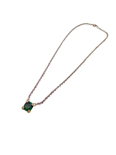 Judith Ripka JR Sterling Silver 18K Gold Green CZ Cushion Pendant ...
