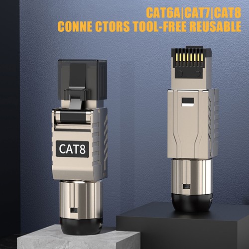 RJ45 Cat8 Cat7 Cat6A Connectors RJ45 Metal Tool Free Easy Termination ...