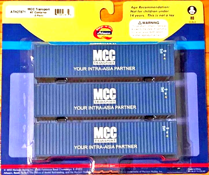 HO ATHEARN 27871 40' CONTAINER 3 PACK MCC TRANSPORT | eBay