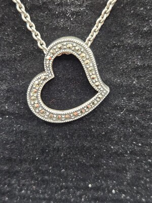 16” Vintage Judith Jack Sterling silver 925 necklace heart pendant ...