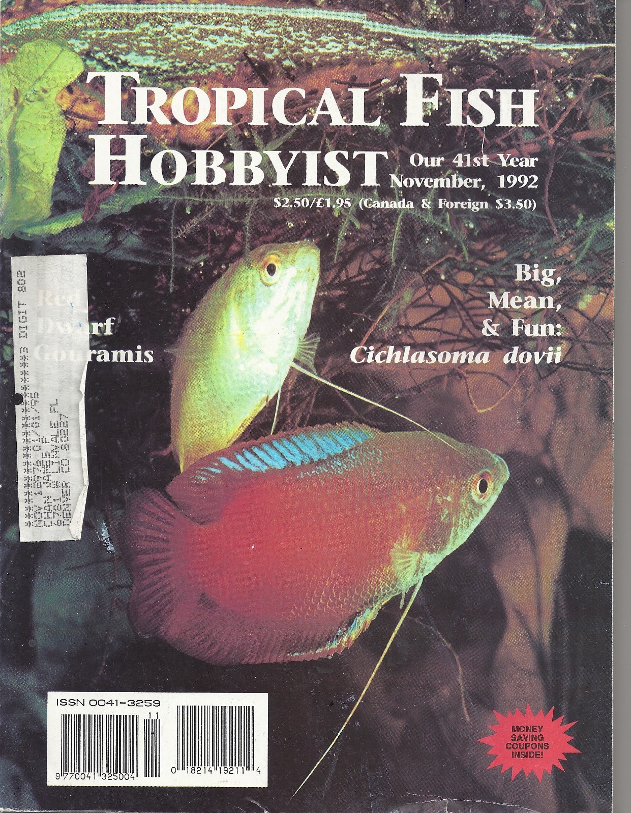 Tropical Fish Hobbyist Magazines (July Oct Nov 1992)-3 Great Issues ...