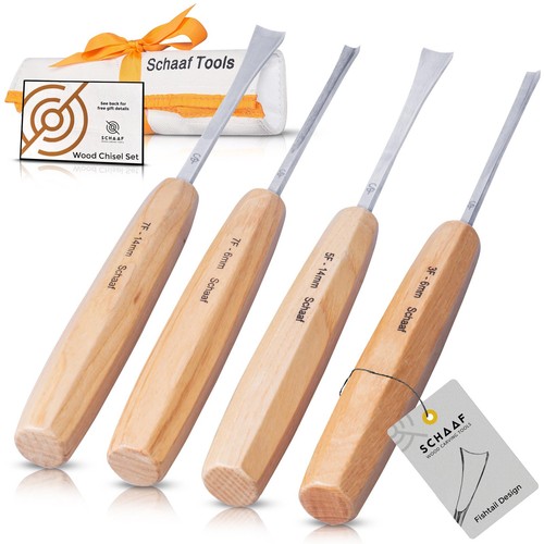 High-Quality Wood Carving Tools Set of 4 Fishtail Chisels and Gouges ...