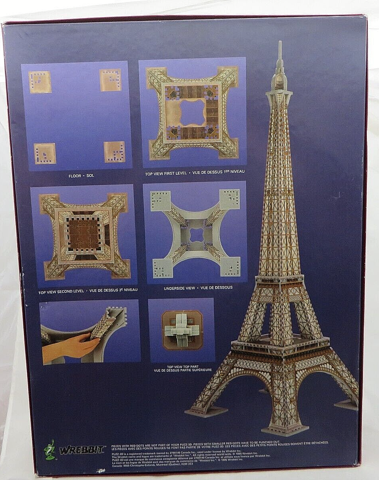 Wrebbit PUZZ-3D EIFFEL TOWER Three-Dimensional Puzzle 703 PC 40" TALL ...