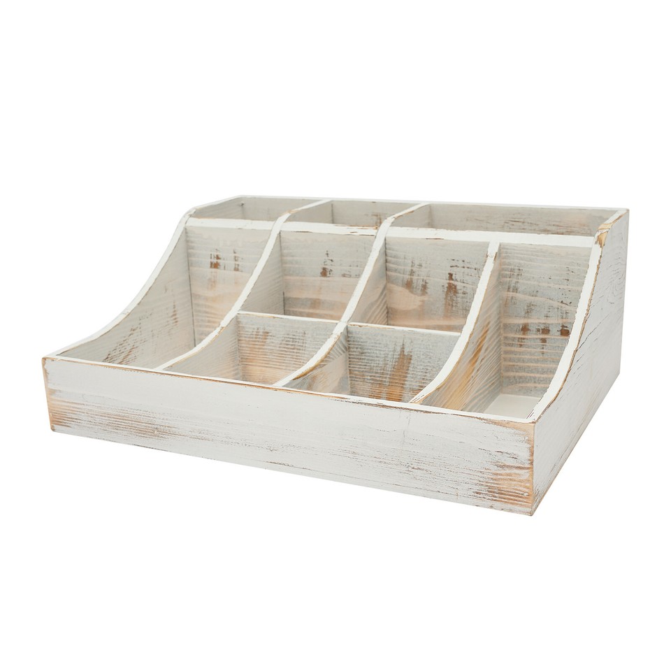 Wood Countertop Coffee Organizer Tea Condiment Holder Storage For Sugar ...