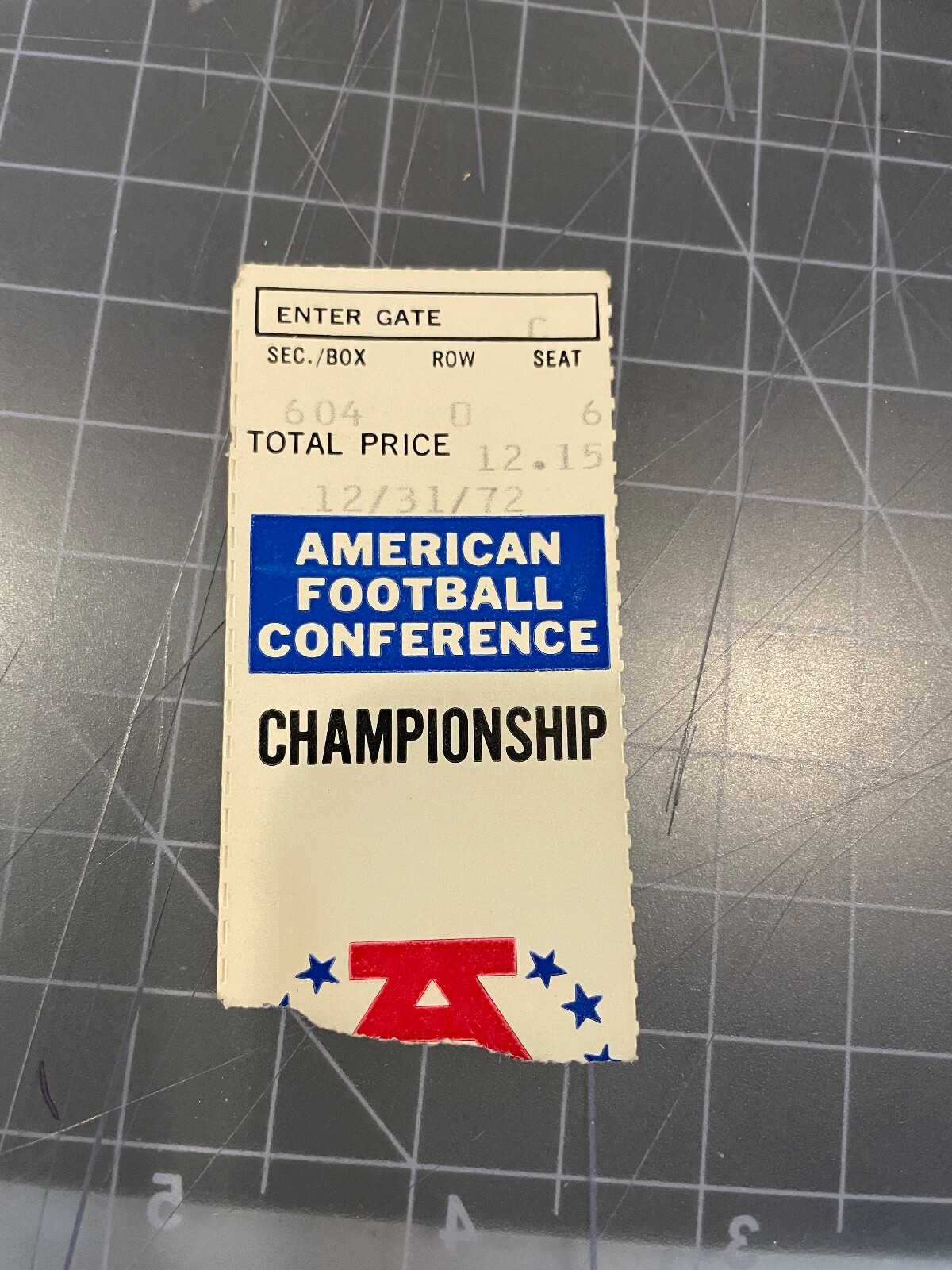 1972 STEELERS DOLPHINS AFC CHAMPIONSHIP TICKET UNDEFEATED SEASON ...
