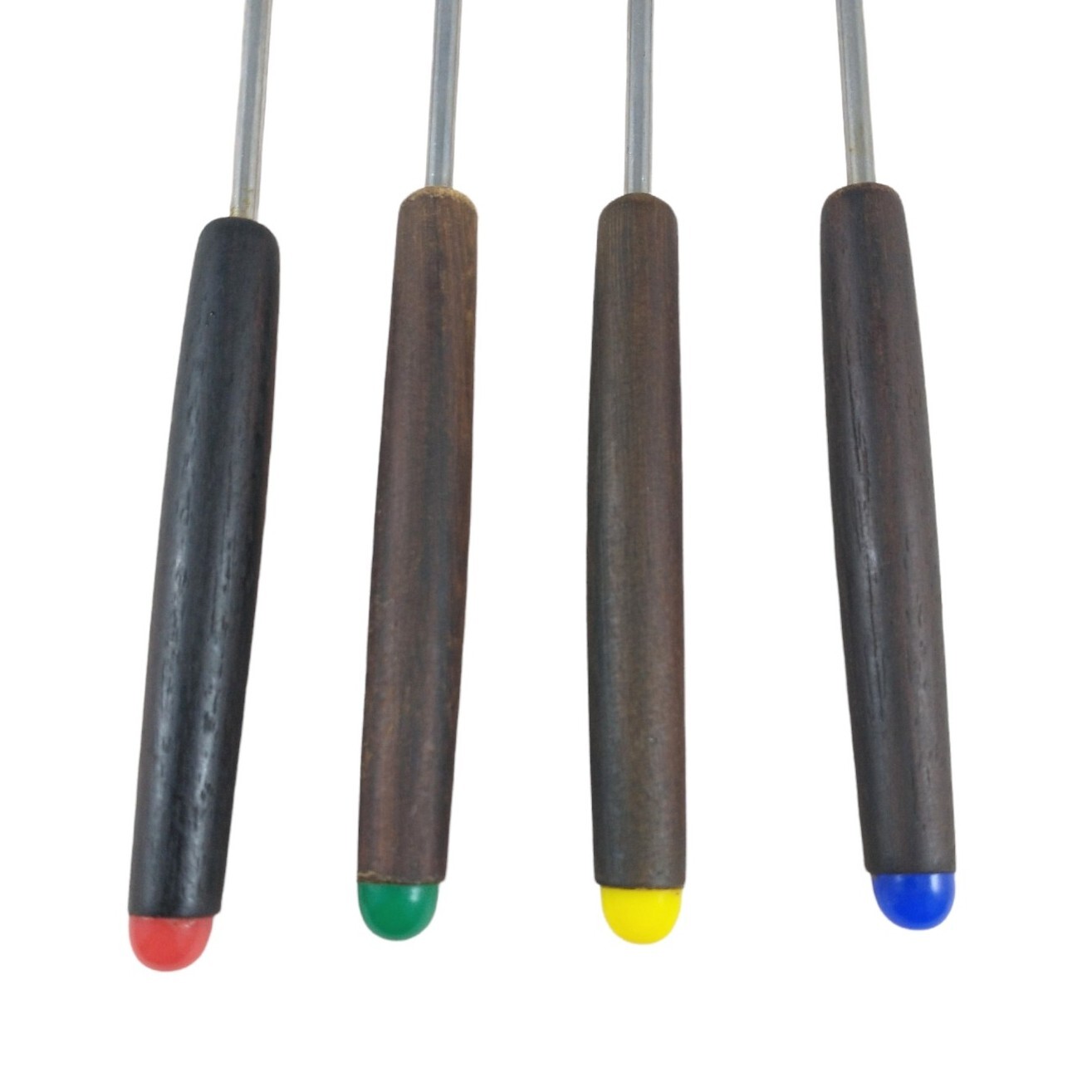 Set of 4 Fondue Forks Stainless Steel Japan Wood Handle Color Coded ...