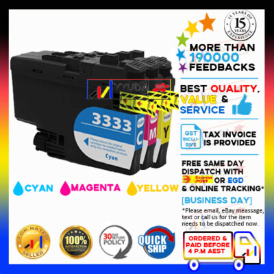 3 x NoN-OEM LC3333 LC-3333 Colour Ink Cartridge For Brother MFC J1100dw ...
