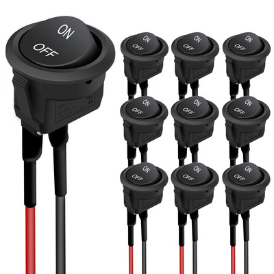 10PCS Round-Square Rocker Switch On/Off Latching Toggle Switch SPST ...