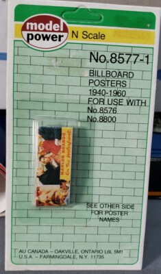 8 Billboard Movie Posters '1940-1960' Era Model Power N Scale #8577-1 ...
