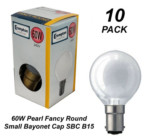 10 x 60W Pearl Fancy Round Light Globes Bulbs Lamps B15 Small Bayonet ...