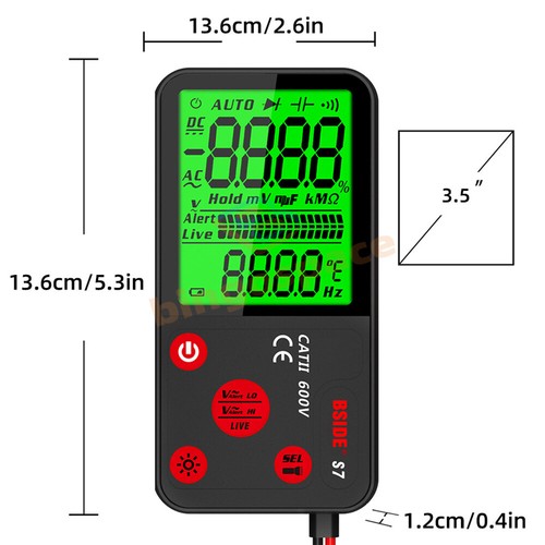 ADMS7 LCD Display Digital Multimeters 6000 count AC/DC Voltage ...