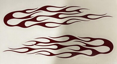 Burgundy Racing x2 Flames Car auto die cut vinyl decal sticker car ...