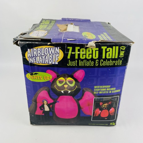 2004 Gemmy Airblown Inflatable Halloween 7 Foot Bat Black Yard Blow Up ...