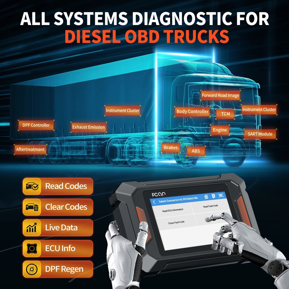 Fcar F802 Pro Diesel Heavy Duty Truck Diagnostic Scanner All System DPF ...