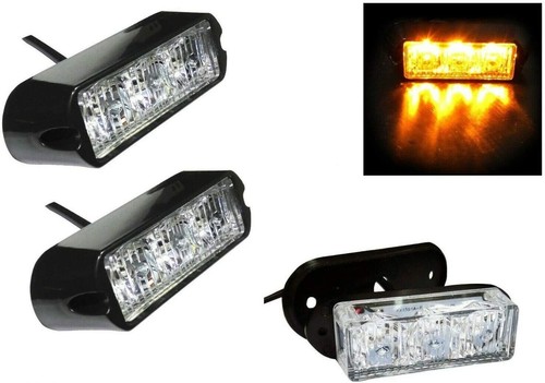2x 12V 24V 3 LED Orange Amber Light Lamp Recovery Flashing Breakdown ...