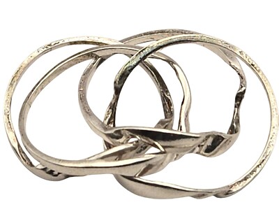 Unique Sterling Silver Interlocking 4 Band Ring Size 8 | eBay