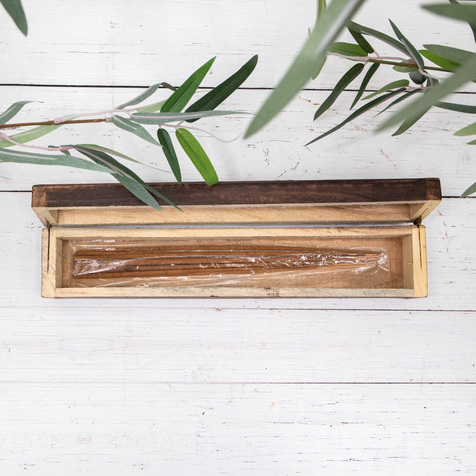 Wood Incense Box Burner Joss Sticks Holder Storage Mango Wood Gift ...